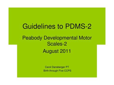 Peabody Developmental Motor Scales Administration 41 Off