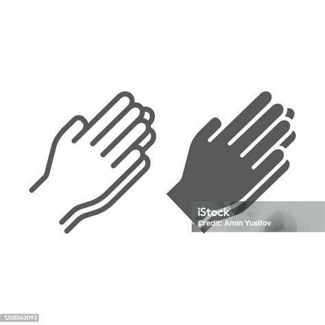 기도 선과 문양 아이콘 종교와기도 손을기도 기호 벡터 그래픽 흰색 배경에 선형 패턴 Eps 10 기도하기에 대한 스톡 벡터 아트