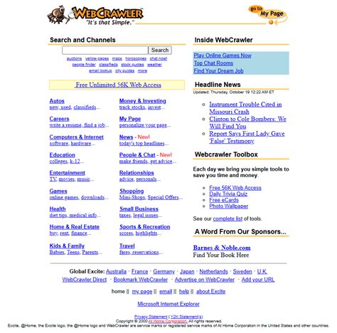 Webcrawler In 2000 Web Design Museum