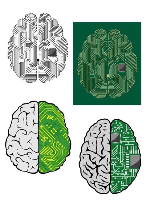 Human Brain With Computer Motherboard