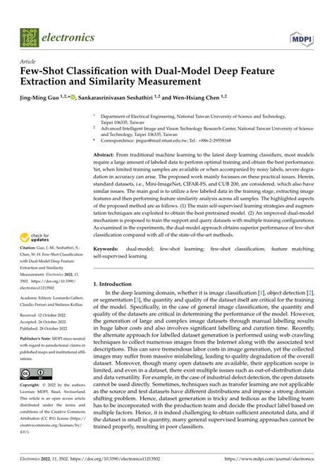 Pdf Few Shot Classification With Dual Model Deep Feature Extraction And Similarity Measurement