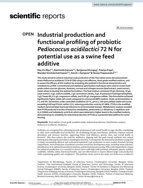 Pdf Industrial Production And Functional Profiling Of Probiotic
