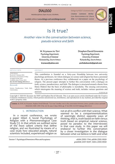 pdf is it true another view in the conversation between science