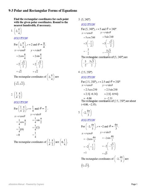 9 3 Polar And Rectangular Forms Of Equations Function Mathematics Trigonometric Functions