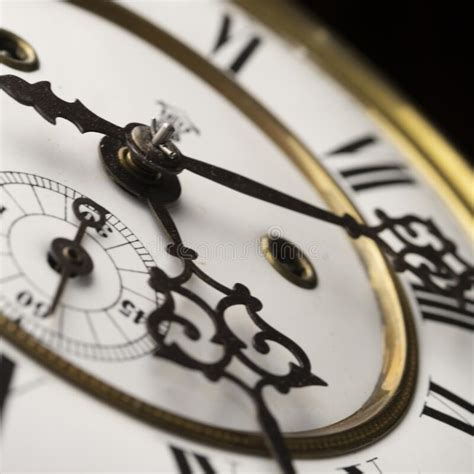 Vintage Clock With Hands Close Up View On Clock Face Of A Historical