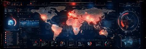 Control Center Monitoring Global Network Activity And Data Analysis Stock Illustration