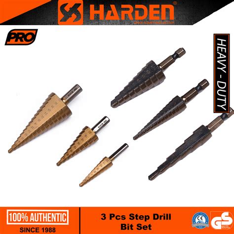 3 Pcs Step Drill Bit Set Inches Or MM Harden Tools Philippines
