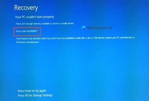 there isn t enough memory available to create a ramdisk device