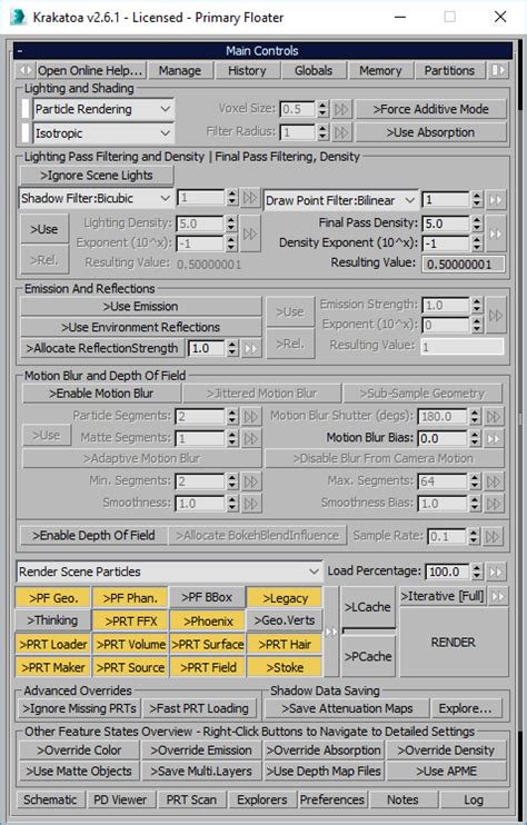 Main Controls Rollout — Krakatoa 17x Documentation
