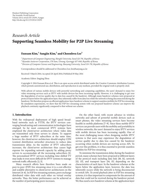 Pdf Supporting Seamless Mobility For P2p Live Streaming