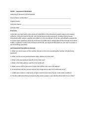 NetSec E Lab AW Analyzing IP Protocols With Wireshark Lab Assessment Worksheet