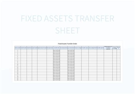 Company Fixed Assets Transfer Document Excel Template And Google Sheets