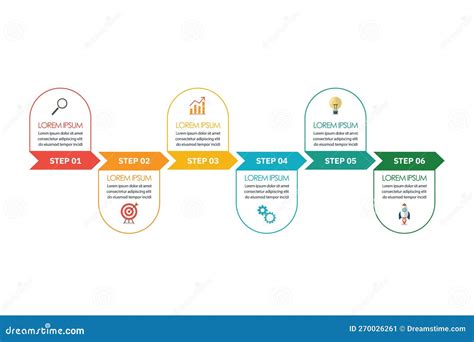 timeline 6 steps six 6 option shape table chart elements with steps