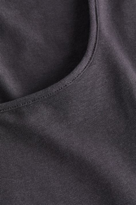 코튼 저지 탑 다크 그레이 여성 Handm Kr 코튼 저지 탑 다크 그레이 여성 Handm Kr