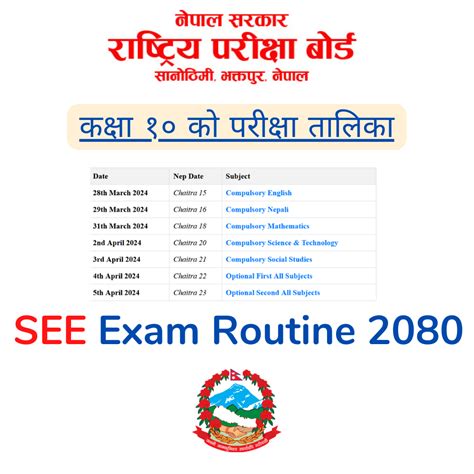 See Class 10 Exam Routine 2080 2024 Iswori Education