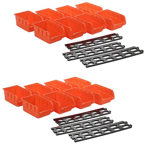 Urbnliving 16cm Depth 16 Pcs Orange Stackable Tool Storage Bins