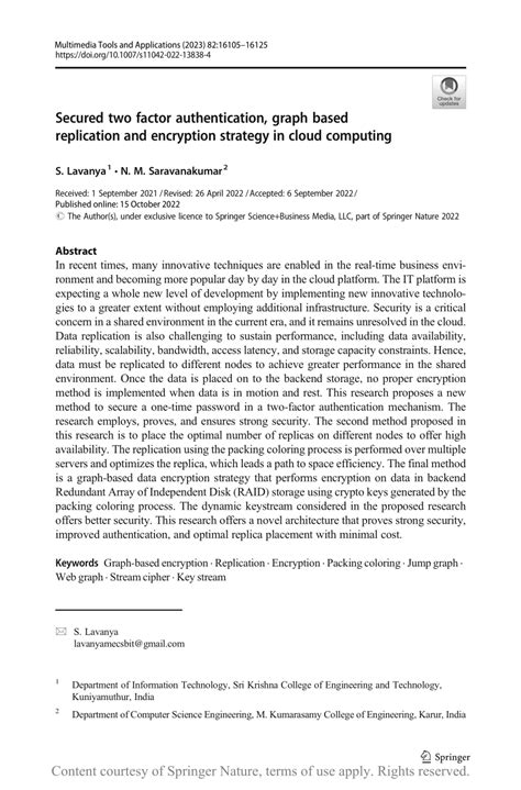 Secured Two Factor Authentication Graph Based Replication And Encryption Strategy In Cloud