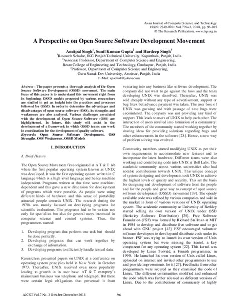 Pdf A Perspective On Open Source Software Development Movement