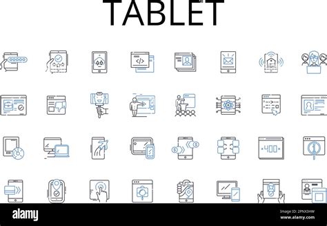 Tablet Line Icons Collection Gadget Wireless Device Smartph