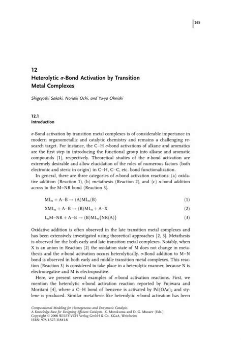 PDF Computational Modeling for Homogeneous and Enzymatic Catalysis Heterolyticσ Bond