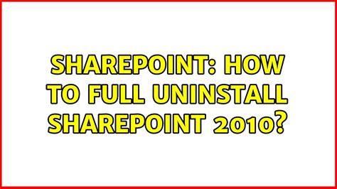 Sharepoint How To Full Uninstall SharePoint YouTube