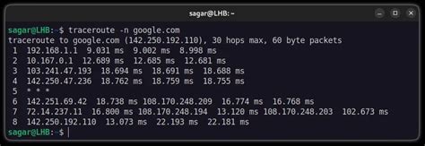 traceroute command examples in linux