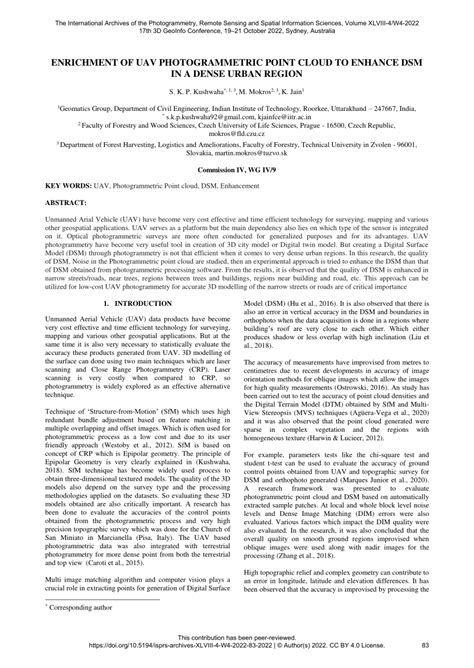 Pdf Enrichment Of Uav Photogrammetric Point Cloud To Enhance Dsm In A Dense Urban Region