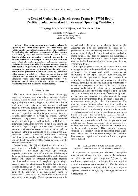 a control method in dq synchronous frame for pwm boost rectifier