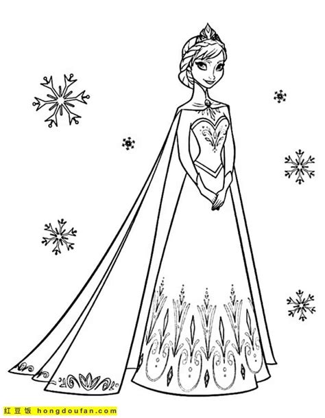 11张女孩派对必备的冰雪奇缘涂色图片！公主涂色下载 红豆饭小学生简笔画大全 花瓣网