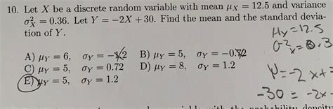 Solved Let X Be A Discrete Randon Variable With Mean Chegg Com