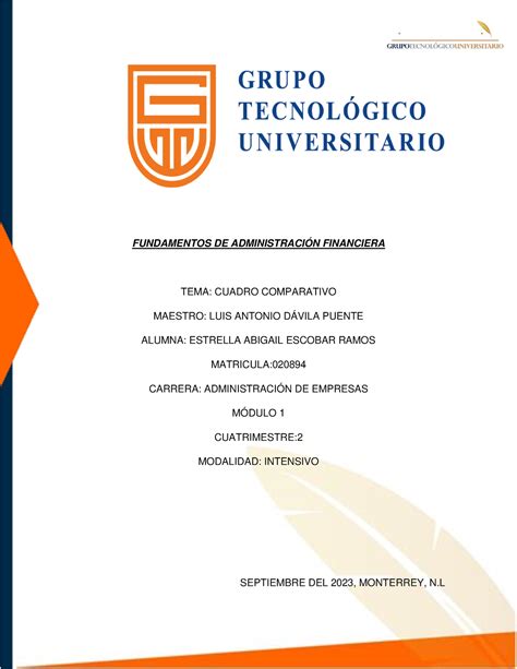 Cuadro Comp Fundamentos De La Adm 2do Cuatrimestre 1er Modulo Fundamentos De AdministraciÓn