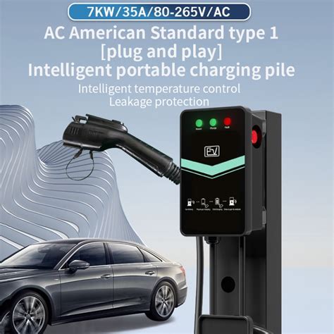 Ev 32a 벽걸이 형 신 에너지 차량 충전 파일 가정용 차량용 충전기 케이블 길이 5m 플러그유형 1흰색