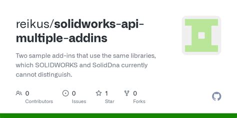 Github Reikus Solidworks Api Multiple Addins Two Sample Add Ins That