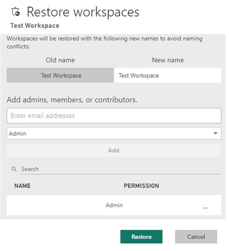 how to delete and restore a power bi workspace