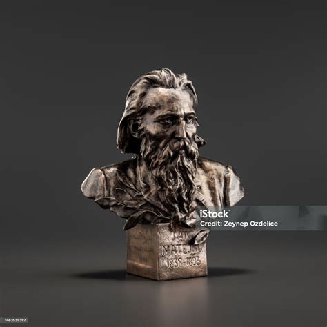 The Bust Of Jan Matejko By Antoni Madeyski 1895 Marble Portrait From Side View 3d Rendering