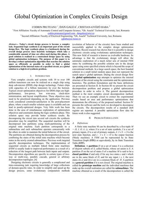 Pdf Global Optimization In Complex Circuits Design