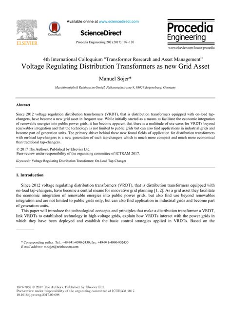 Pdf Voltage Regulating Distribution Transformers As New Grid Asset