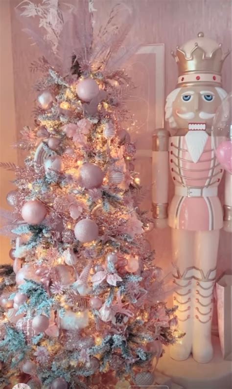 Pink And Blue Christmas Tree With Nutcracker