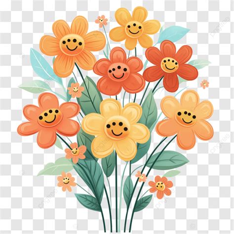 행복한 꽃 꽃다발 클립 아트 그림 행복한 꽃다발 웃는 꽃 클립 아트 귀여운 꽃 그림 Png 일러스트 및 이미지 에 대한 무료 다운로드 Pngtree
