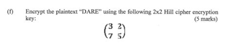 Solved F Encrypt The Plaintext Dare Using The Following