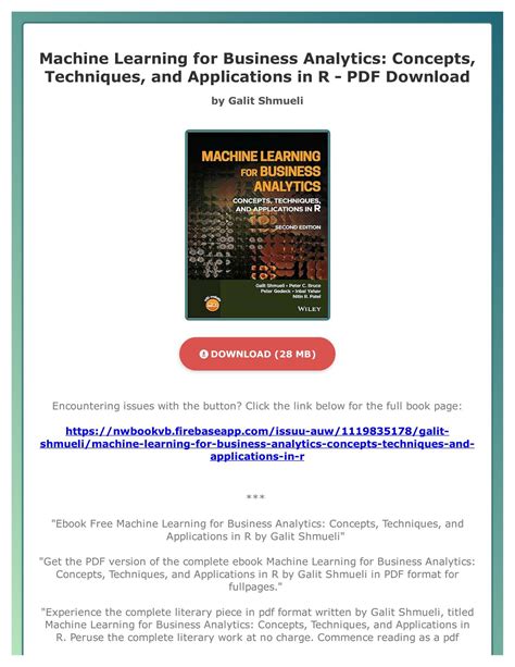 Ebook Free Machine Learning For Business Analytics Concepts Techniques And Applications In R