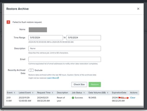 Failed To Flush Restore Request While Restoring Data From Dynamic