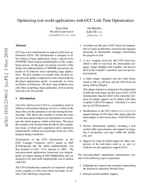 pdf optimizing real world applications with gcc link time optimization