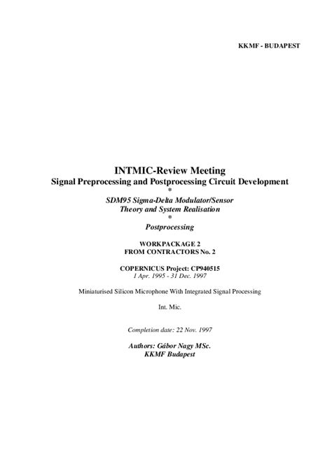 Pdf Signal Preprocessing And Postprocessing Circuit Development