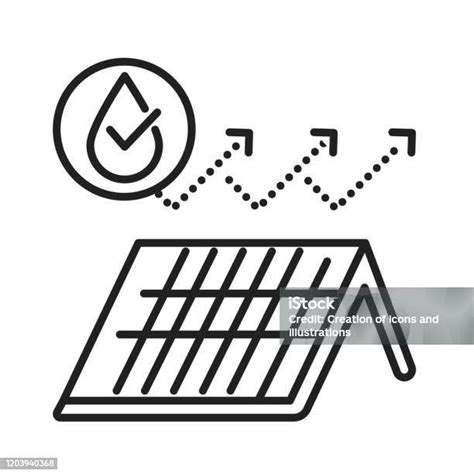 방수 지붕 타일 검은 선 아이콘입니다 발 수 코팅 개념입니다 불투과성 재료 기호 웹 페이지 모바일 앱 프로모션에 대한 픽토그램