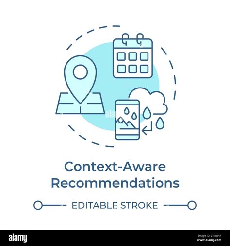 context aware recommendations soft blue concept icon stock vector image