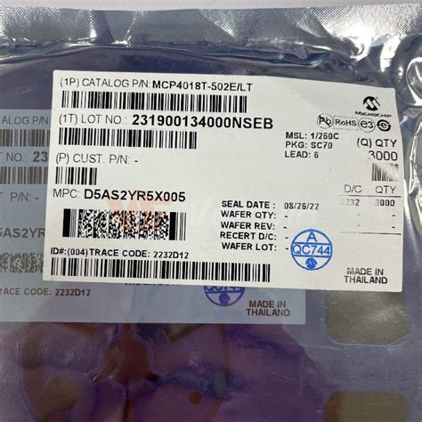 MCP4018T 502E LT Microchip Electronic Part Veswin Electronics