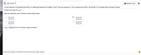 Solved 12 7 41 T A Question Help You Are Testing The Null Chegg Com