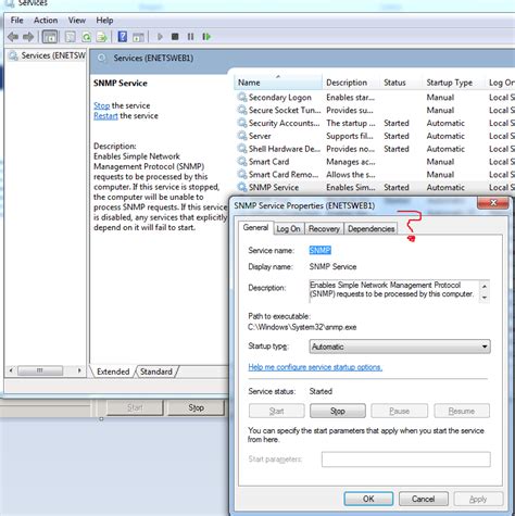 configuring snmp on remote server via mmc server fault