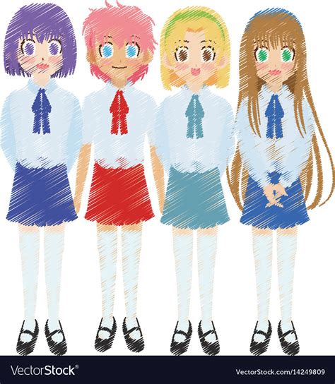 Cute Anime Or Manga Girl Icon Image Royalty Free Vector